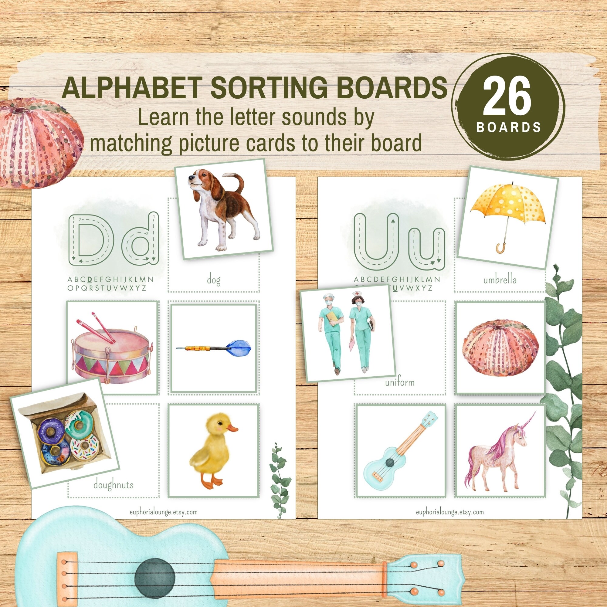 Alphabet Sorting Picture Card Boards Printable Montessori Letters ...