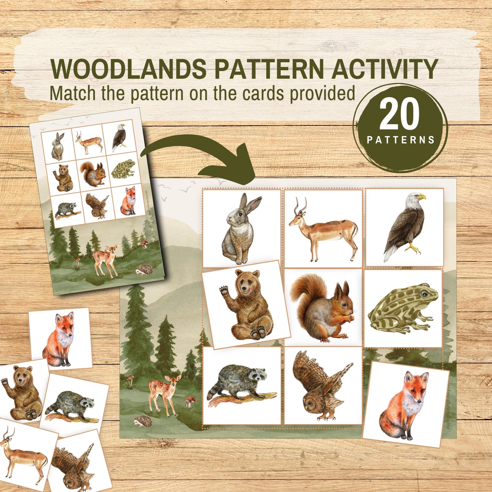 Woodlands Pattern Activity Sorting Picture Card Montessori Resource ...
