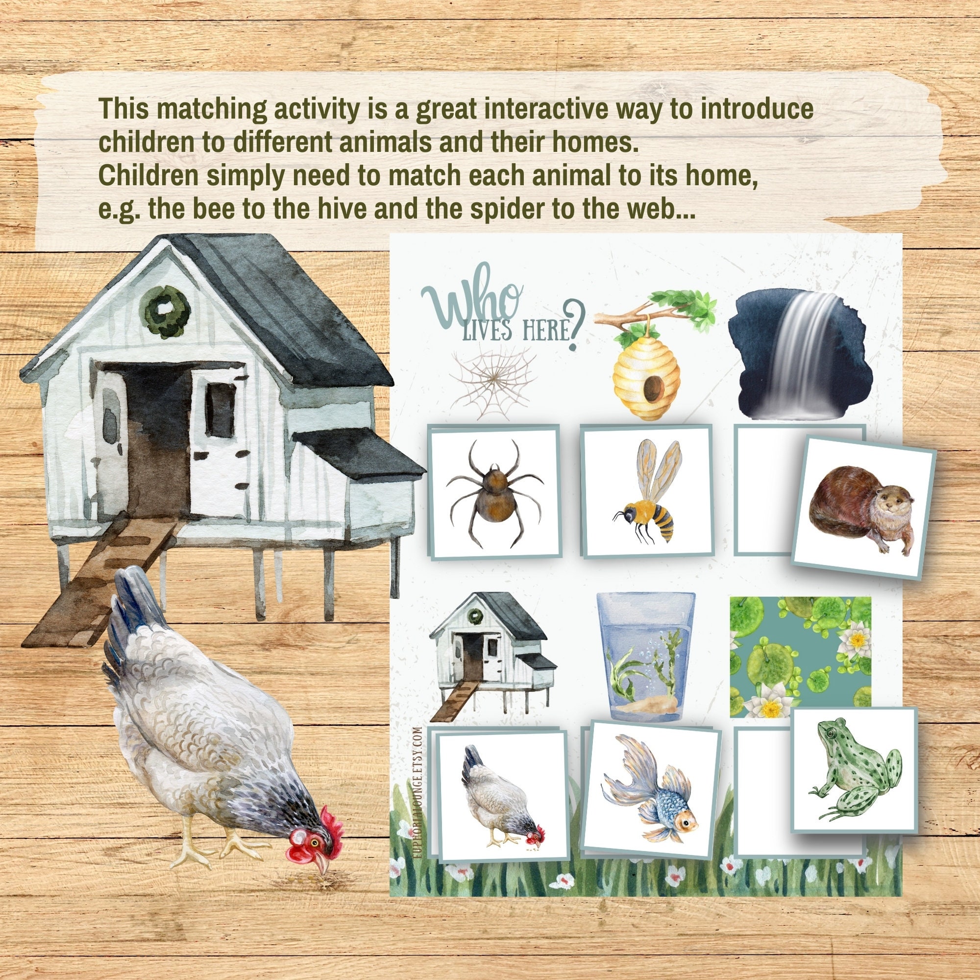 Who Lives Here Animals & Homes Printable Sorting Matching Activity ...