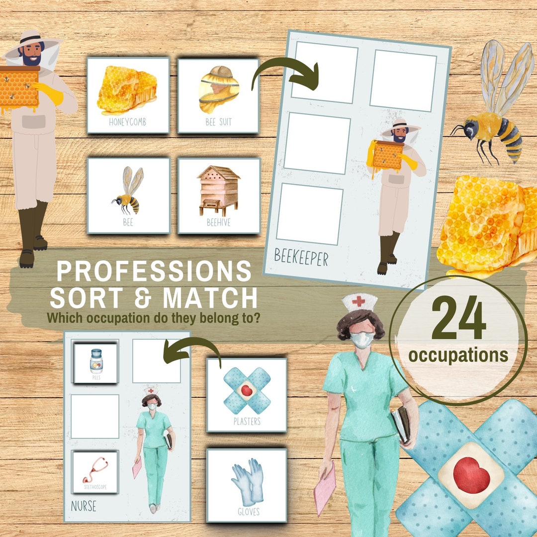Occupations Sorting Printable Mats & Cards Learn Professions - Etsy