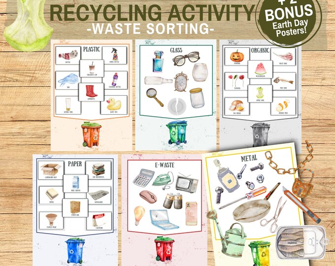 Recycle Sorting Activity Recycling Poster Earth Day PRINTABLE Recycling ...