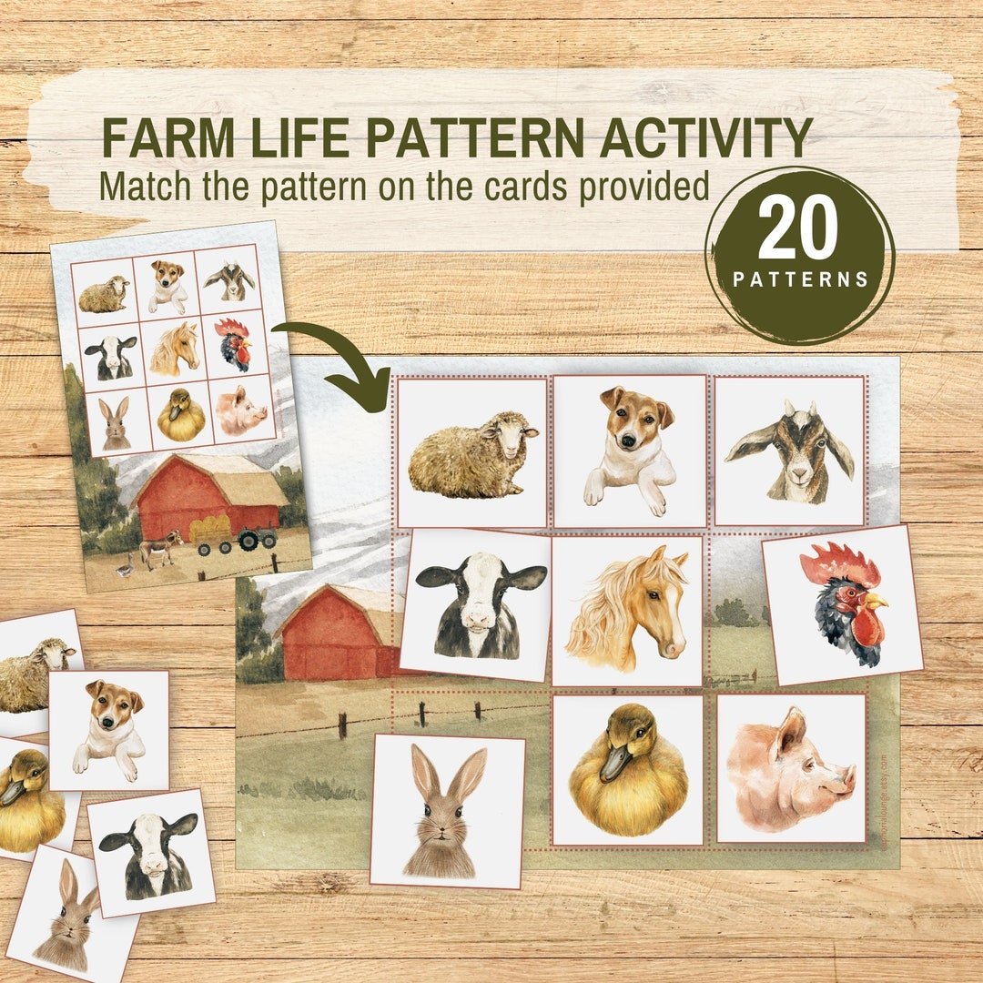 Farm Life Patterns Activity Sorting Picture Card Montessori Resource ...
