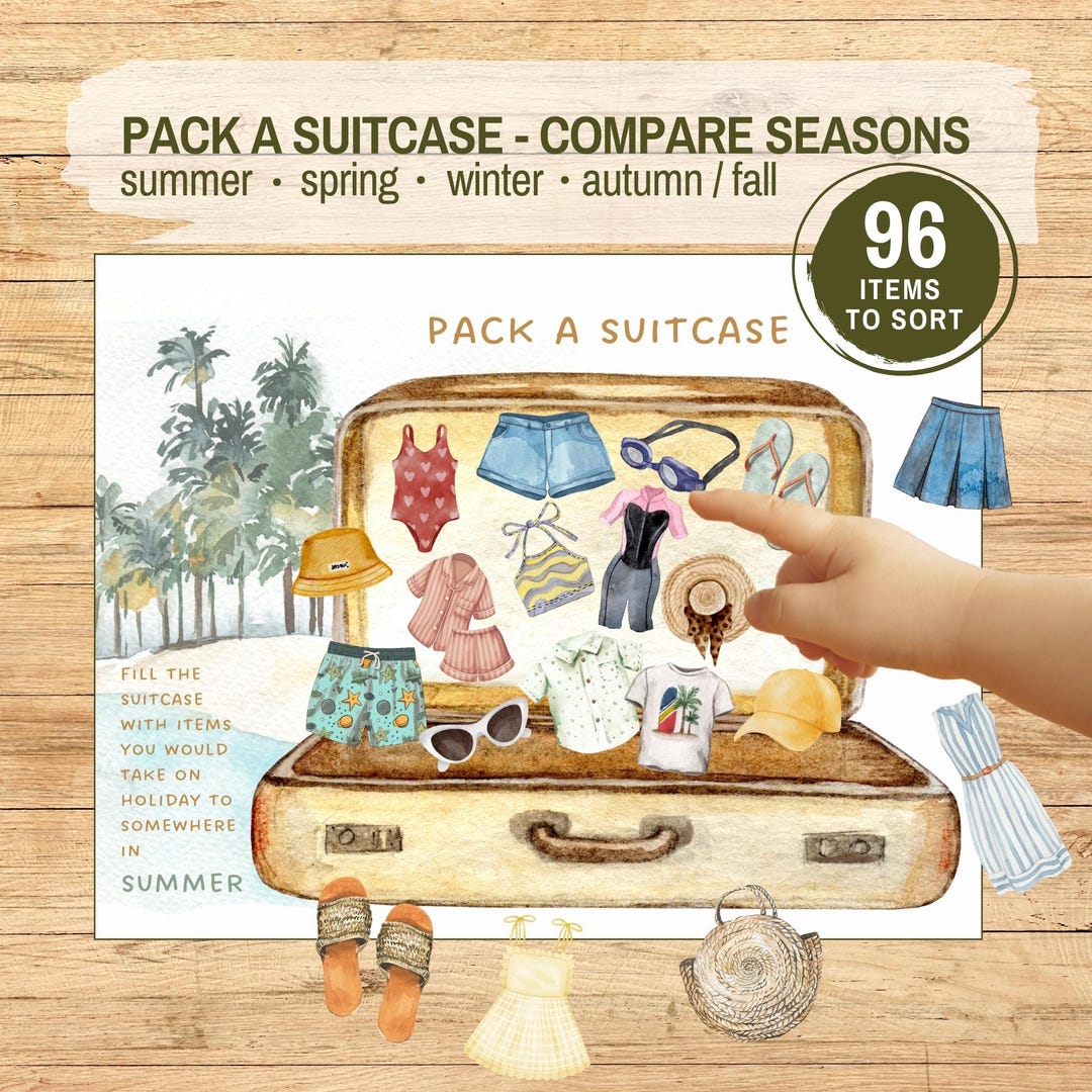 Pack a Suitcase Clothes Sorting Activity Seasons Dress to the Weather ...