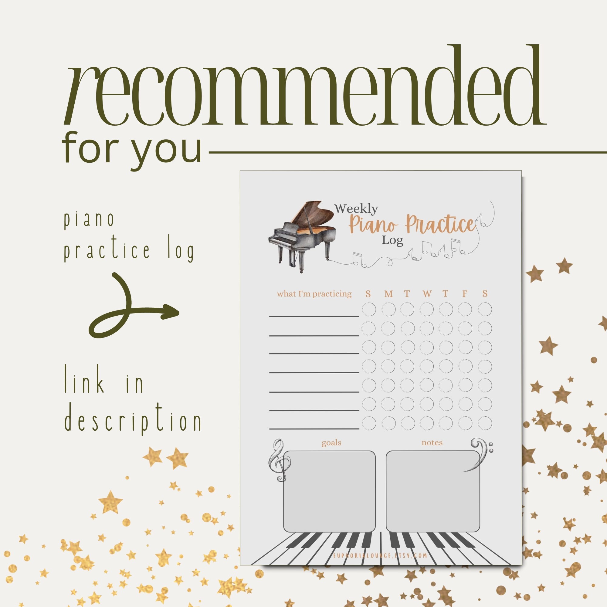 Weekly Piano Practice Log Printable Circus Theme, Piano Practice Chart ...