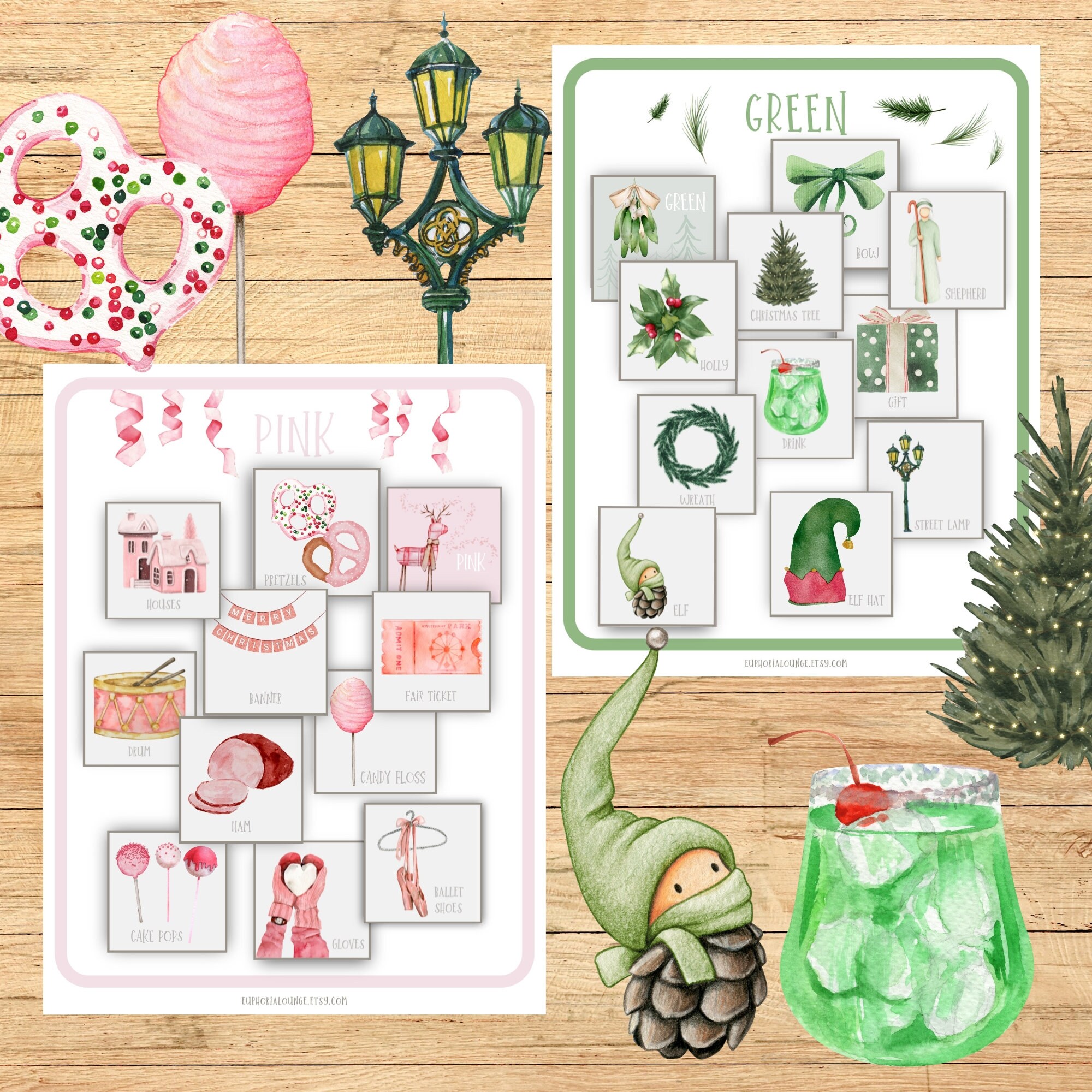 Christmas Color Sorting Printable Cards Xmas Learning Color Matching ...
