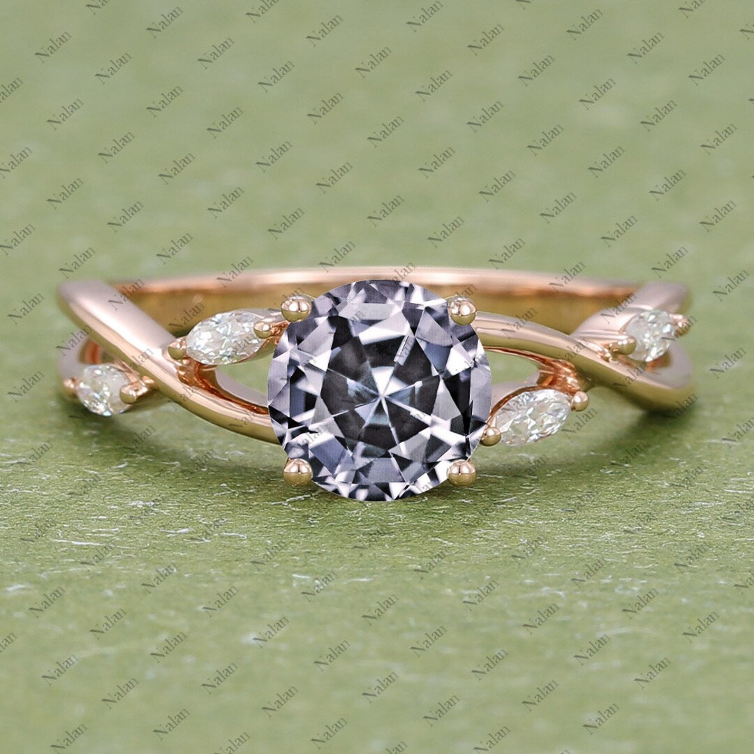 Grey Spinel Engagement Ring, Vintage 14k Rose Gold Grey Spinel Ring ...