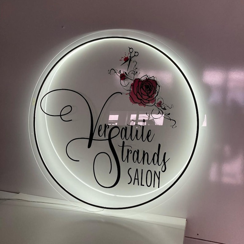 Custom Acrylic Sign, Backlit Sign, Salon Sign, Business Logo, Wall ...