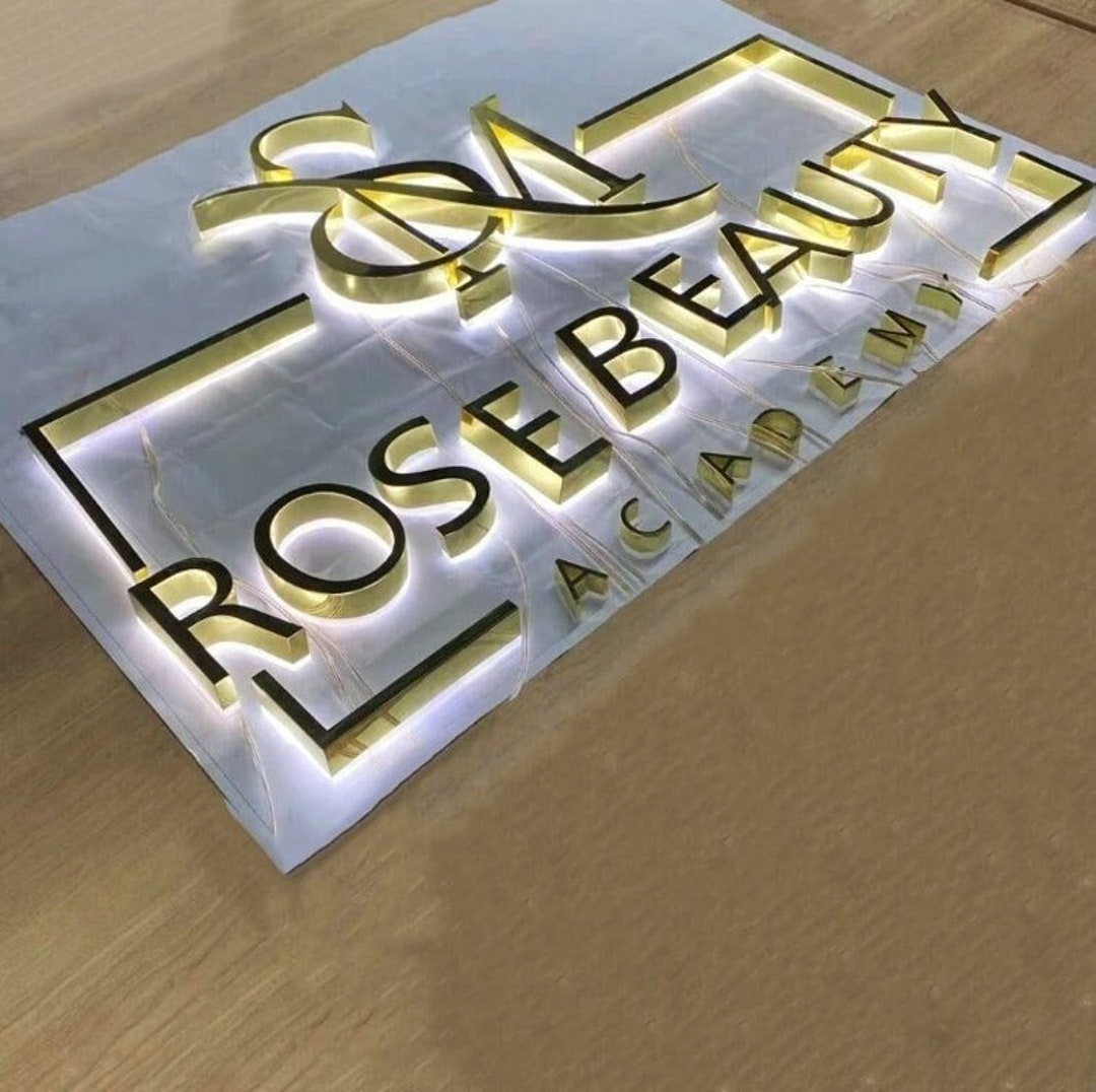 Custom Business Logo, Business Sign, Light up Sign, Salon Decor, Metal ...
