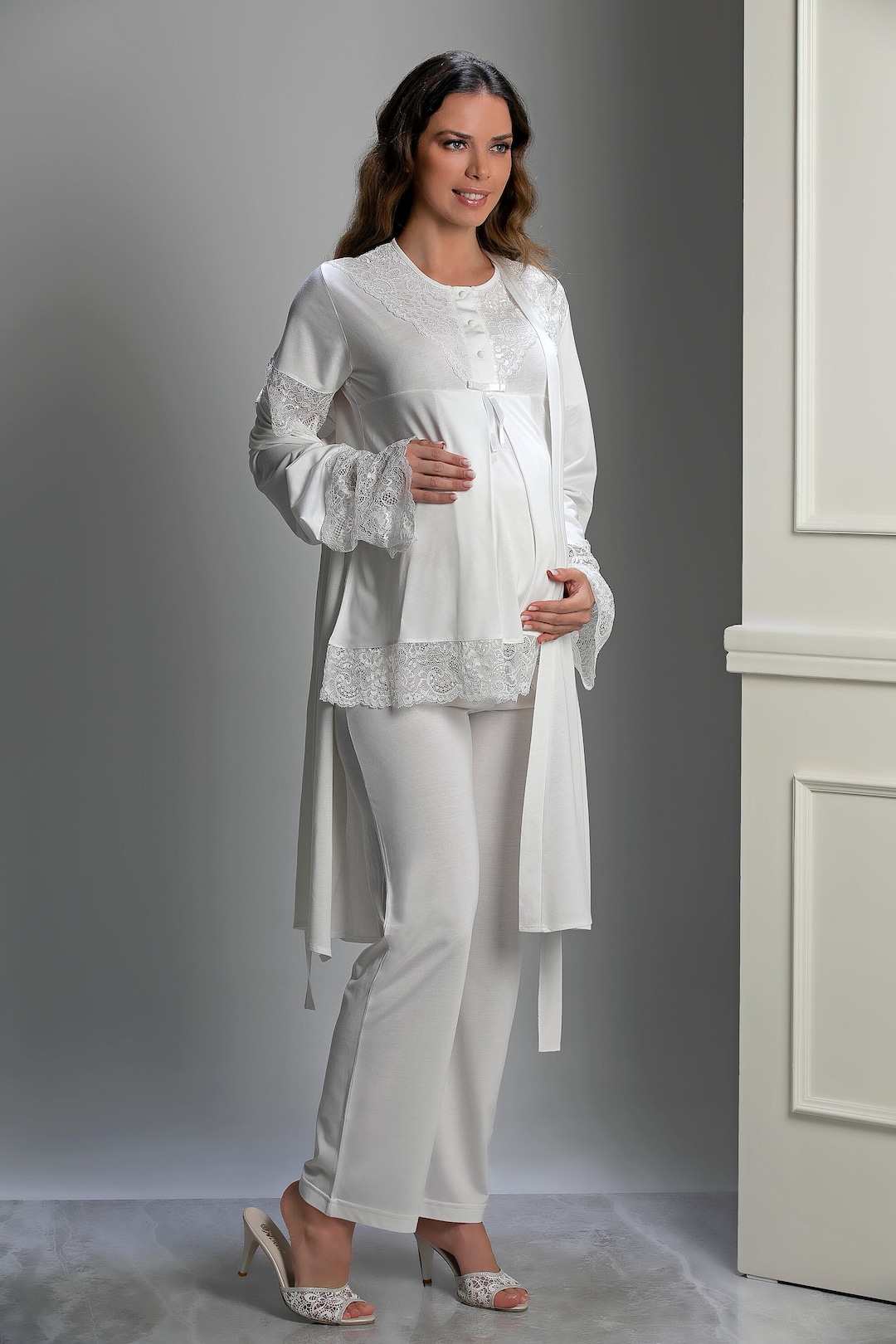 KEMTEX Pijama y Bata Embarazada Color Crudo 3022 - Etsy España