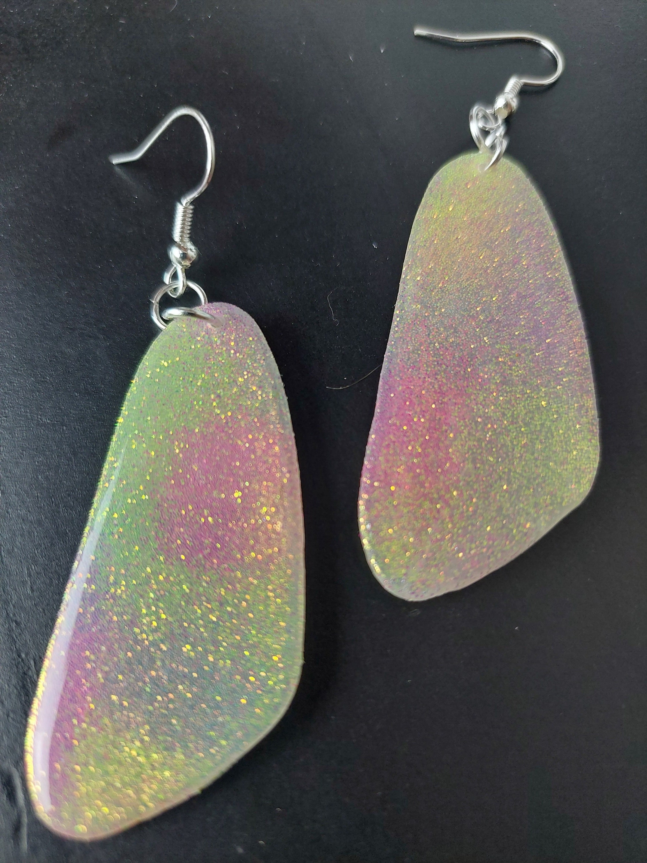 Glitter Rainbow Translucent Lightweight Polymer Clay Earrings, Dangle ...