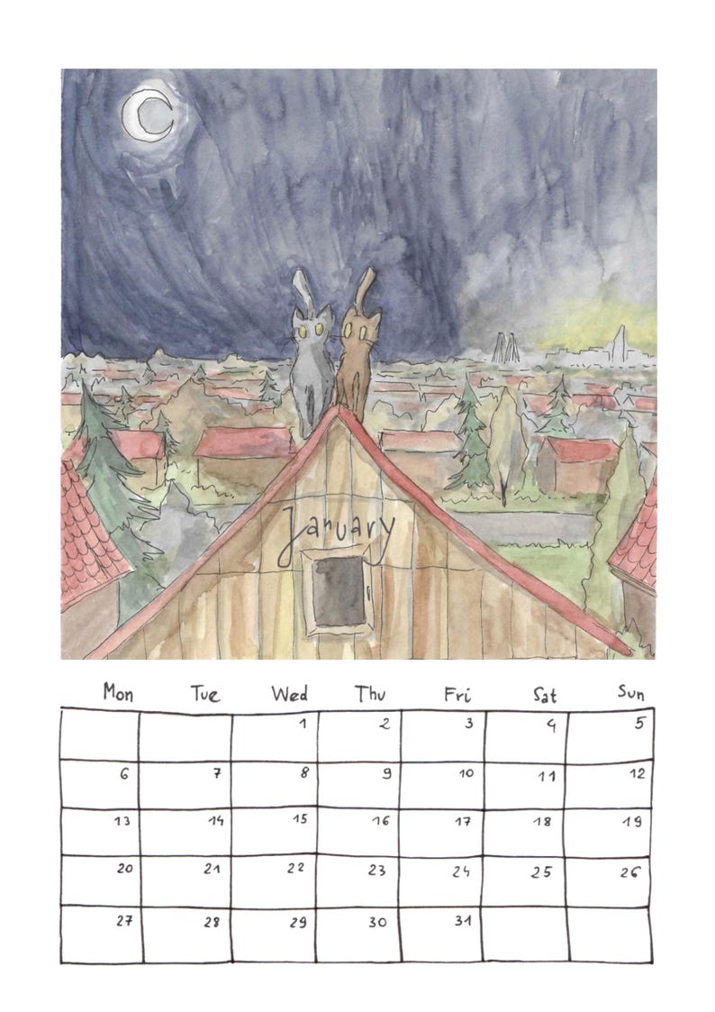 2025 Cat Calendar Vintage English - Etsy