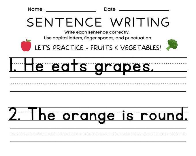 25 Printable Sentence Writing Worksheets, Write the Sentence Worksheets ...