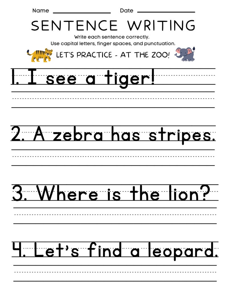 25 THEMED Printable Sentence Writing Worksheets, Write the Sentence ...