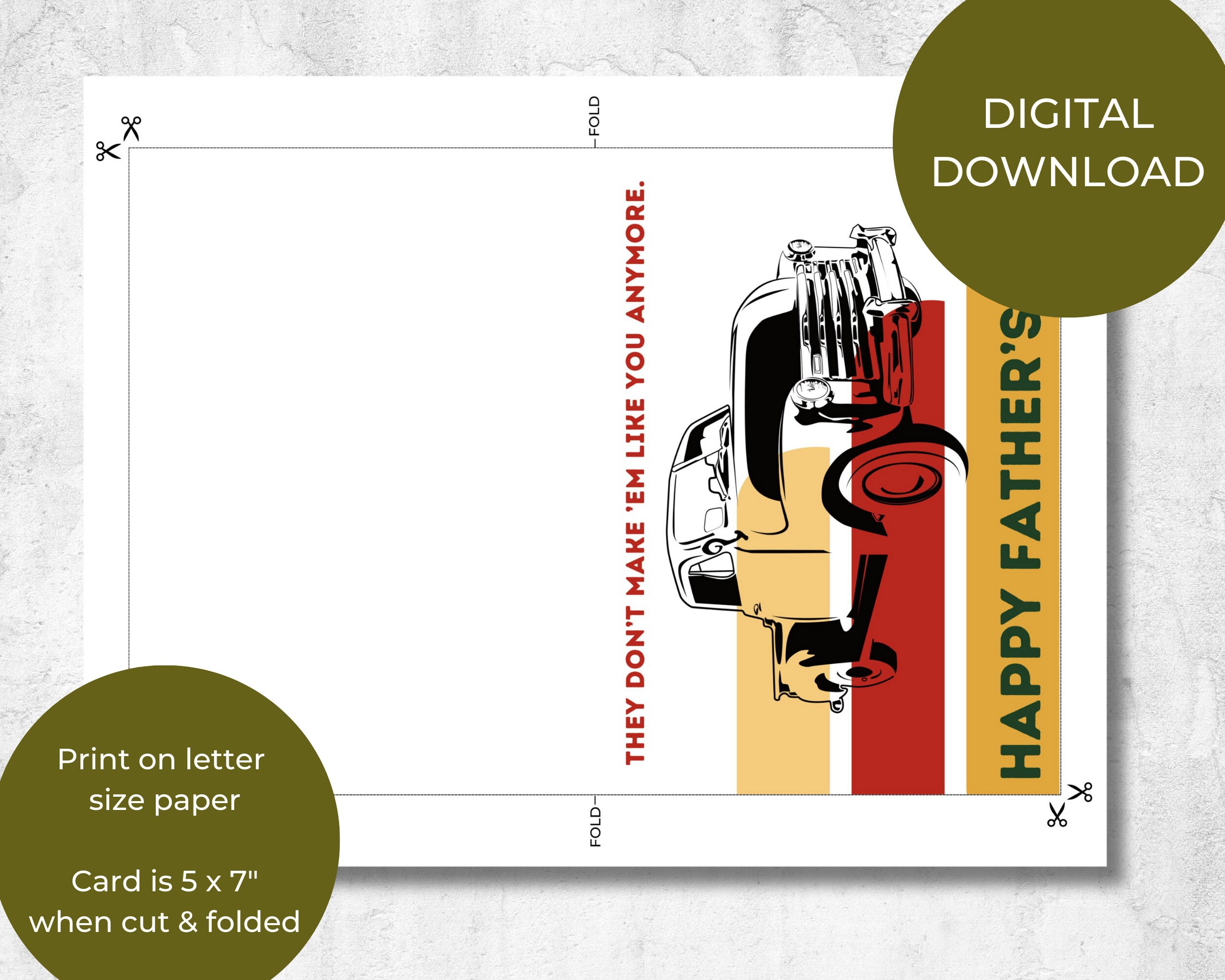 Printable Father's Day Card, Father's Day Card, Classic Car Card ...