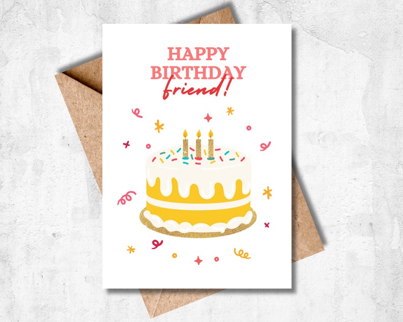 Printable Birthday Card, Happy Birthday Card, Birthday Cake Card ...