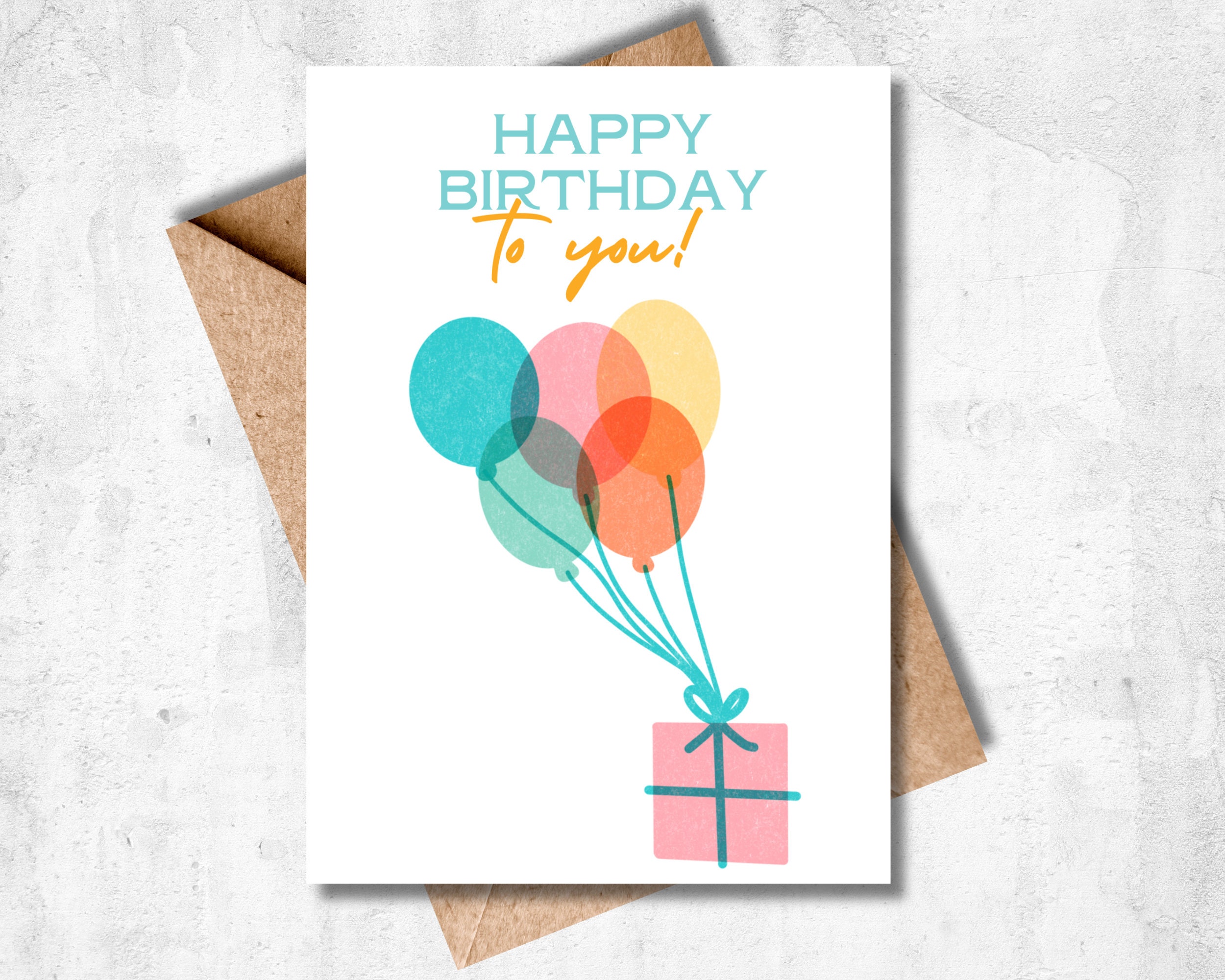 Printable Birthday Card, Birthday Balloons Card, Balloons Birthday Card ...