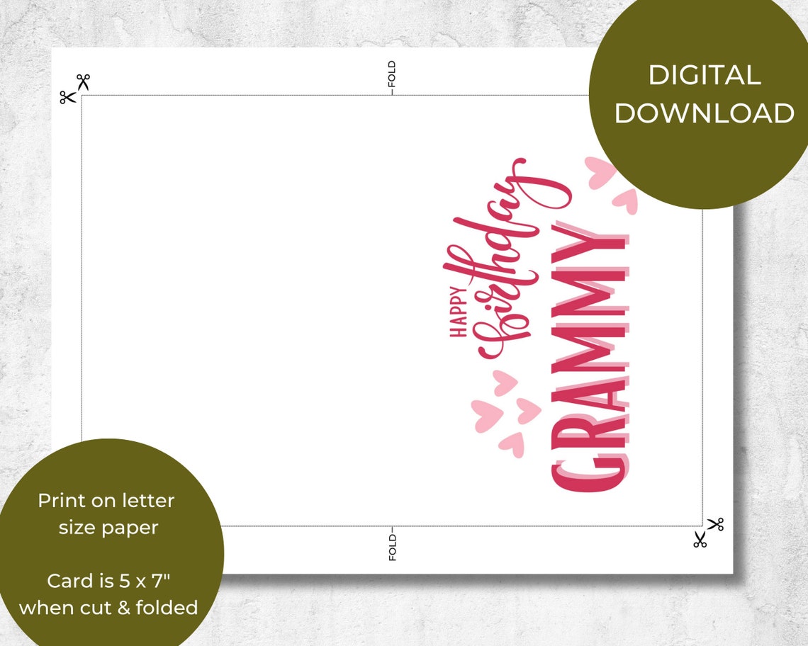 Printable Birthday Card, Happy Birthday Grammy Card, Grammy Birthday ...