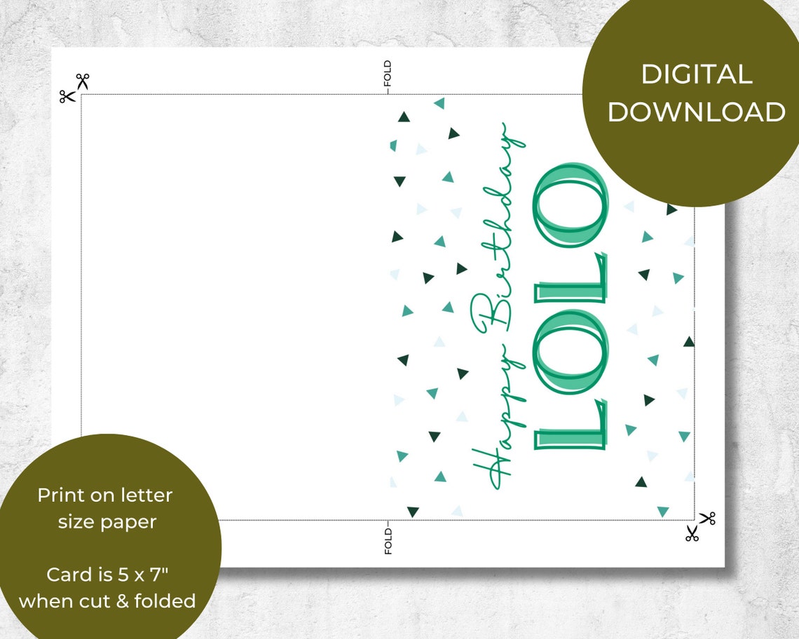 Printable Birthday Card, Happy Birthday Lolo Card, Lolo Birthday Card ...