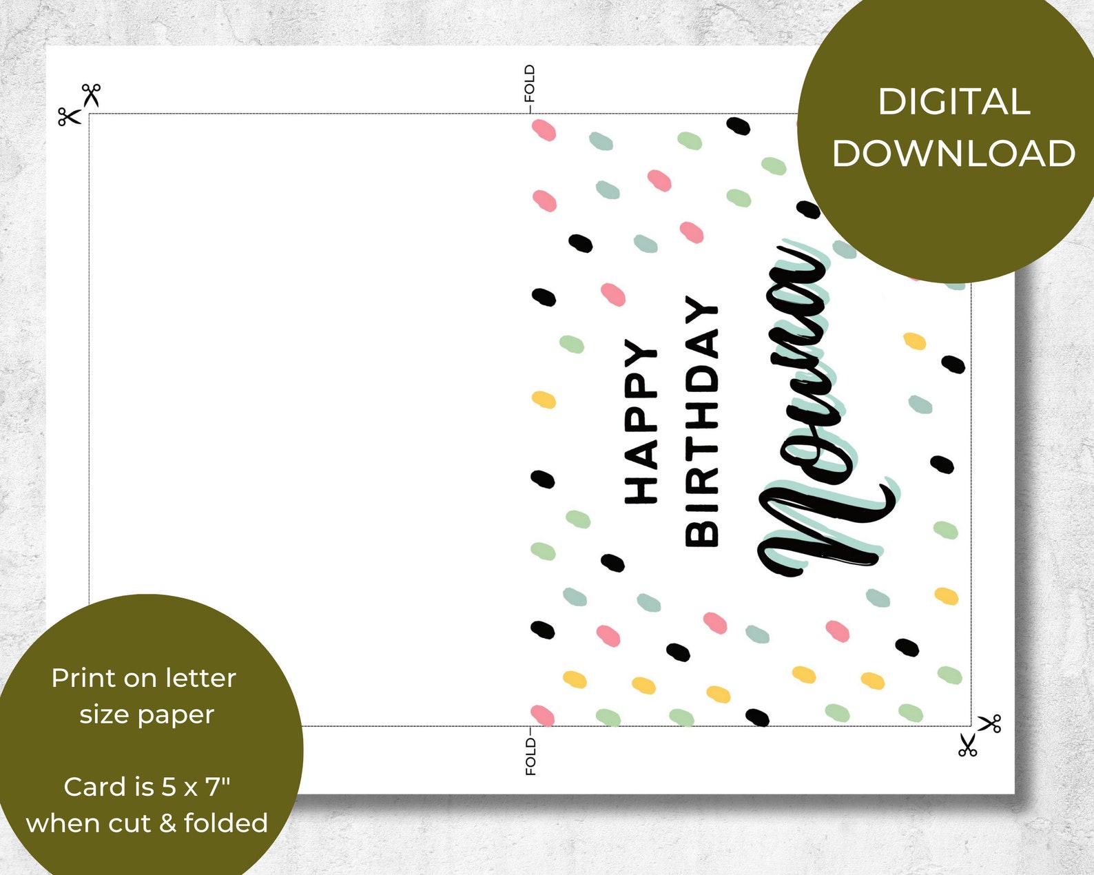 Printable Birthday Card, Happy Birthday Nouna Card, Nouna Birthday Card ...