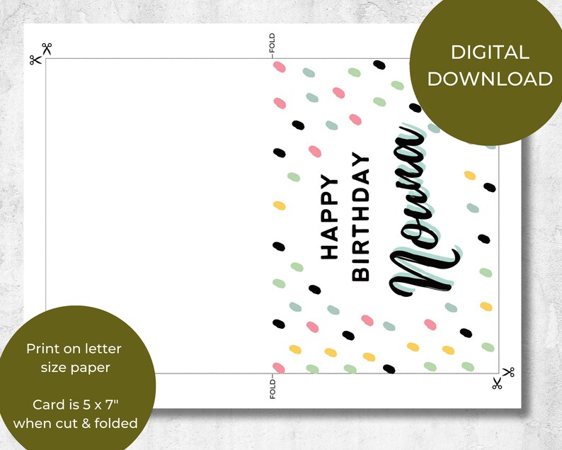 Printable Birthday Card, Happy Birthday Nouna Card, Nouna Birthday Card ...