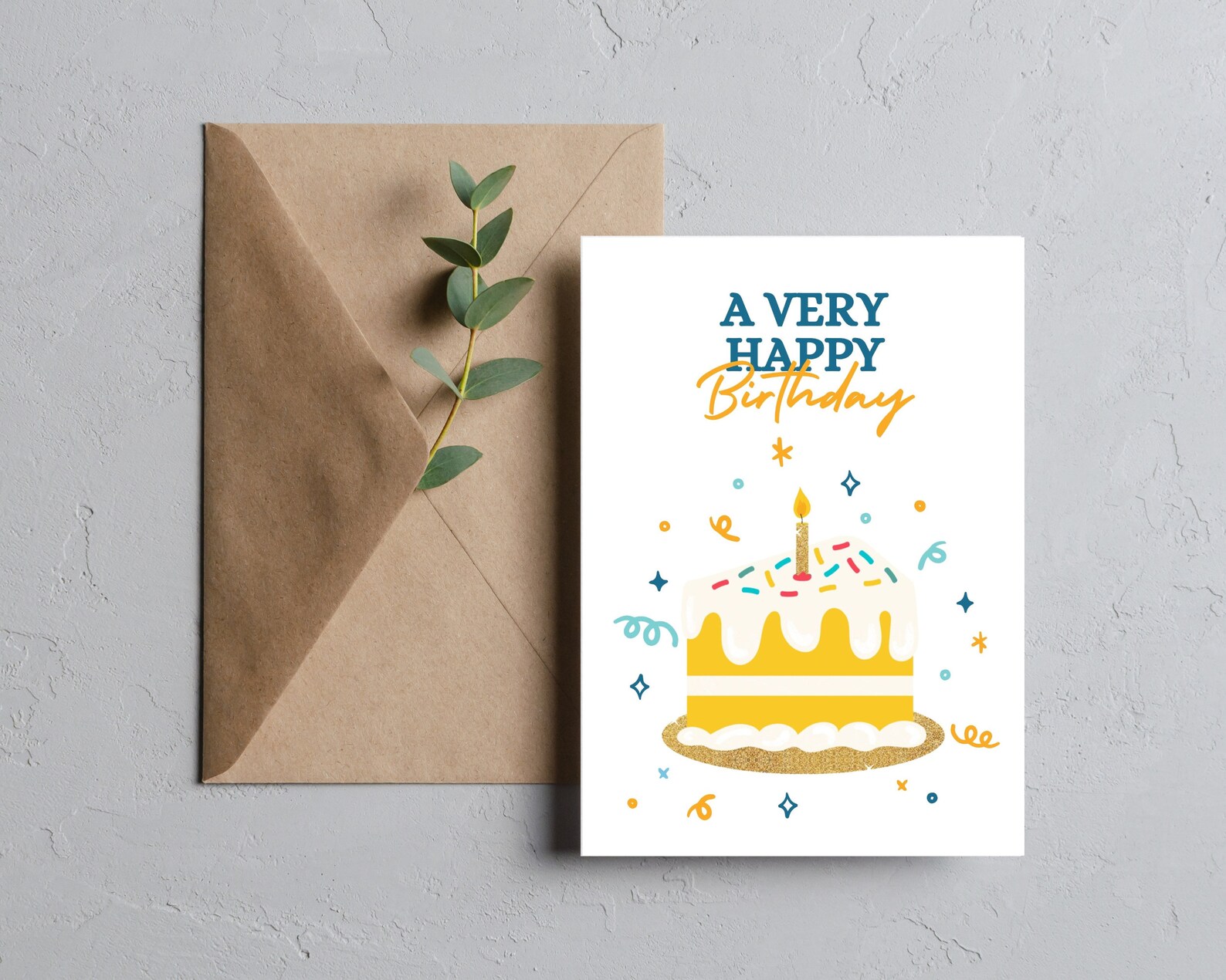 Printable Birthday Card, Happy Birthday Card, Cake Birthday Card ...