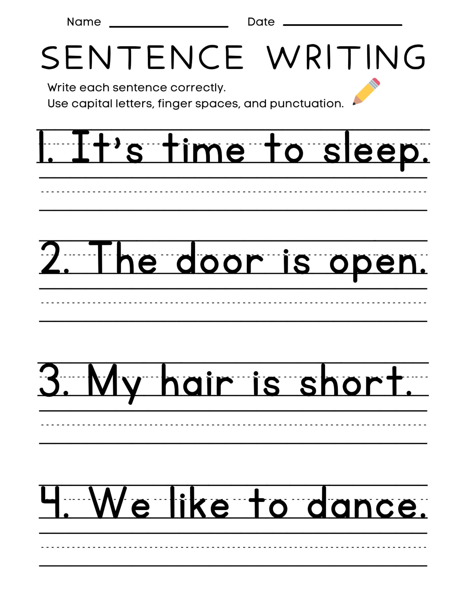 25 Printable Sentence Writing Worksheets, Write the Sentence Worksheets ...
