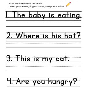 25 Printable Sentence Writing Worksheets, Write the Sentence Worksheets ...