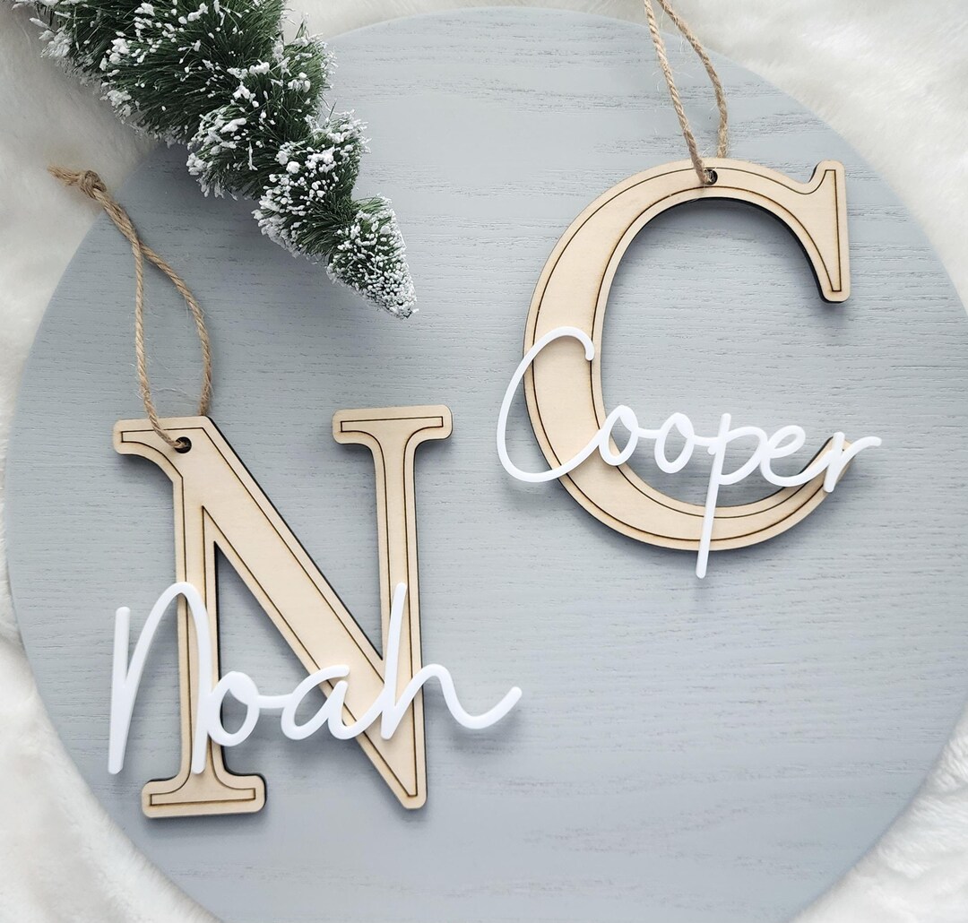 Timber Letter Bauble - Etsy