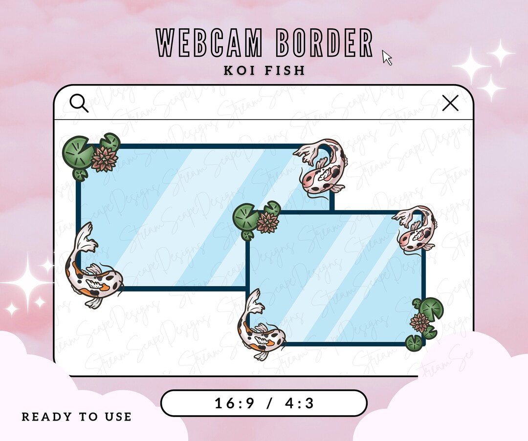 Koi Fish Webcam Border 2 Pack 16x9 & 4x3 - Twitch, Youtube, Cute ...