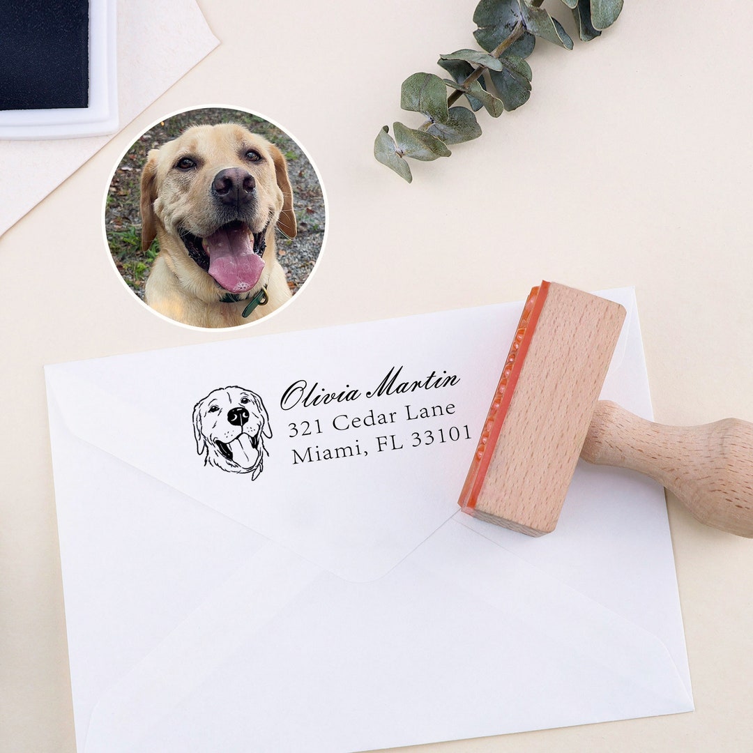 Custom Pet Portrait Address Stamp, Return Address Stamp, Portrait Stamp ...