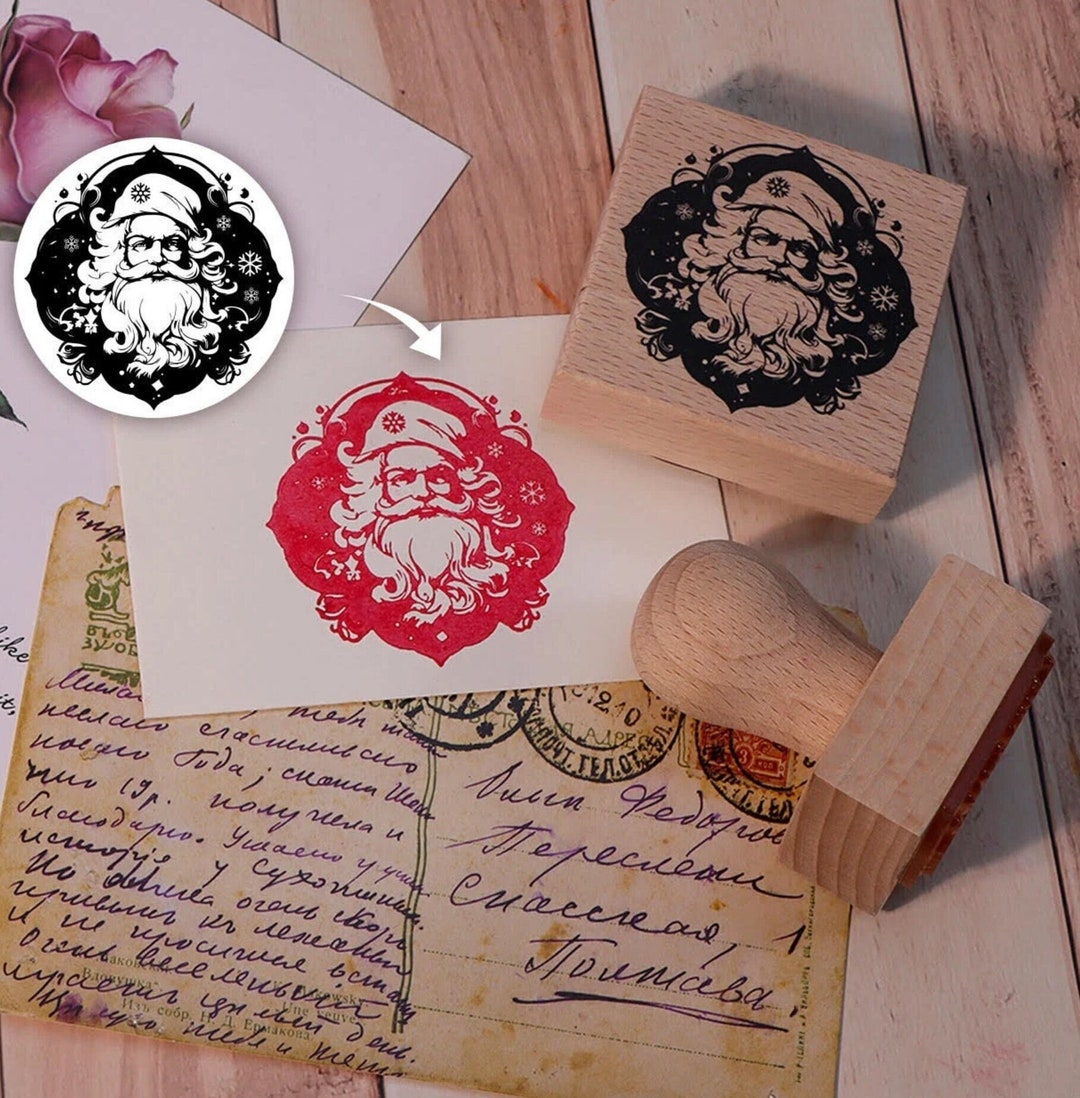 Business Branding Wood Rubber Stamp Custom Custom Santa Claus Logo ...