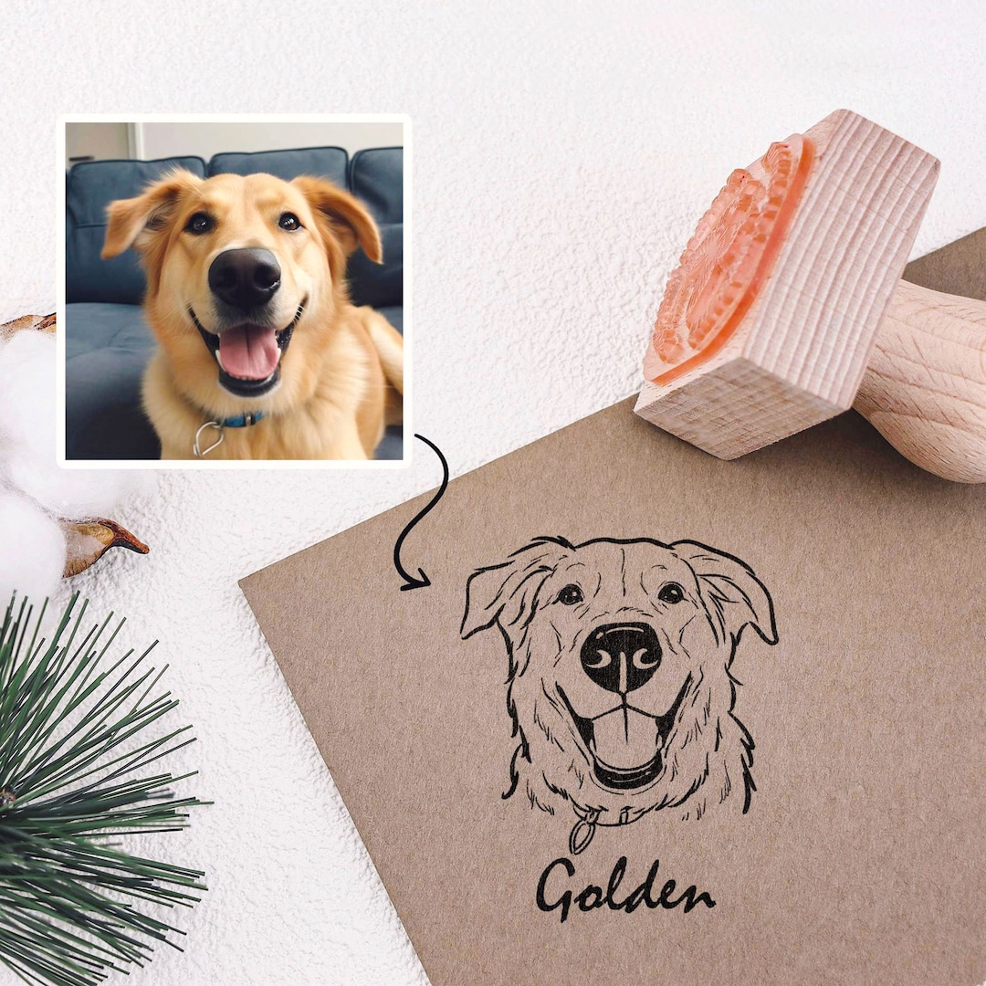 Custom Pet Stamp, Hand Drawn Portrait of Your Pet, Custom Dog Stamp ...