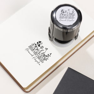 Personalised Book Stamp | Library Stamp | Flower Stamp | Custom Stamp ...