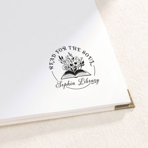 Personalised Book Stamp | Library Stamp | Flower Stamp | Custom Stamp ...