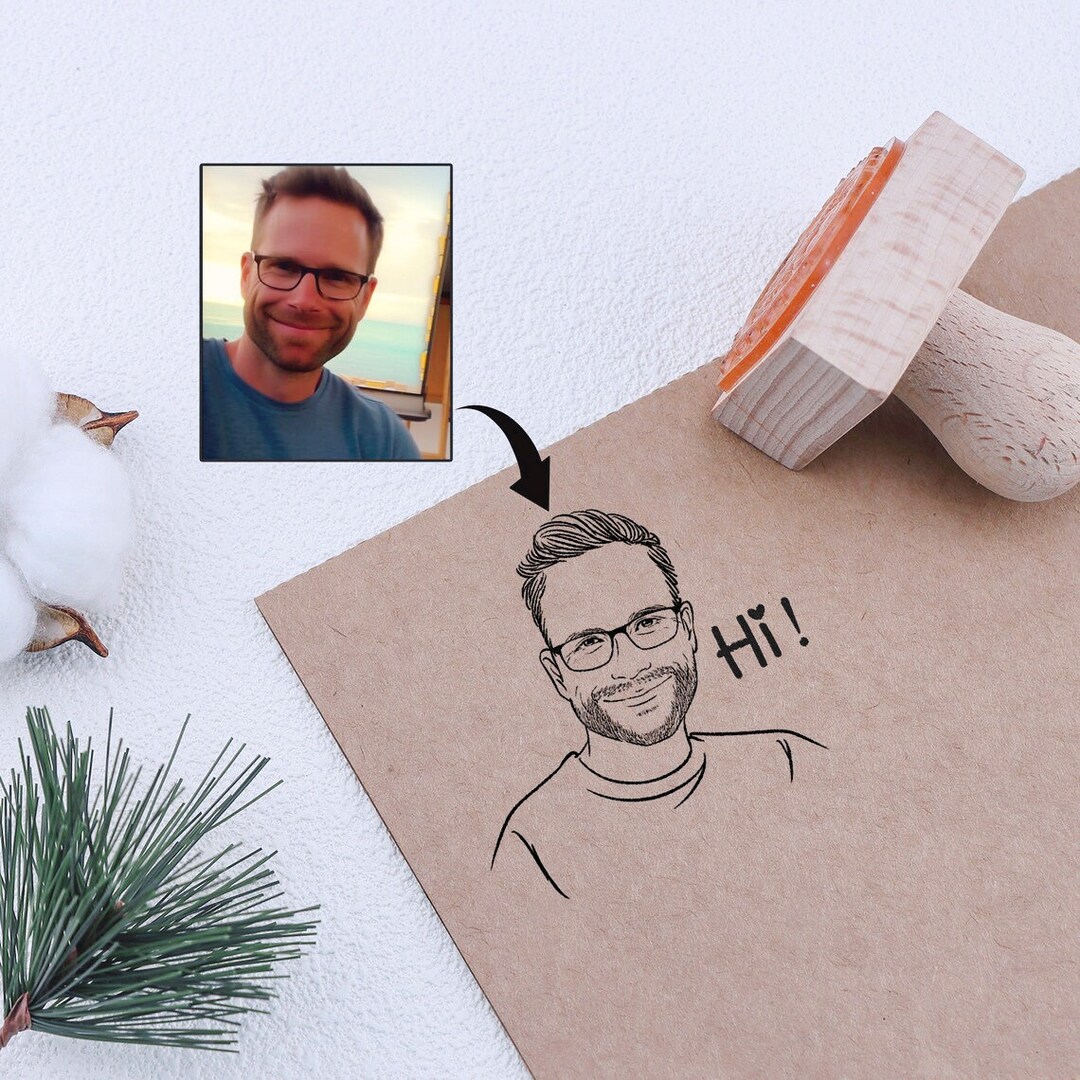 Custom Portrait Stamp, Face Stamp, Self Inking Portrait Stamp, Rubber ...