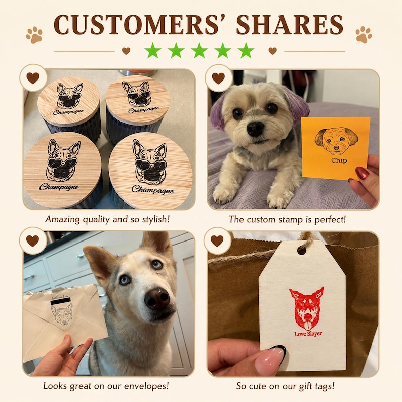 Custom Dog Stamp, Personalized Dog Face Stamp for Wedding Napkins ...