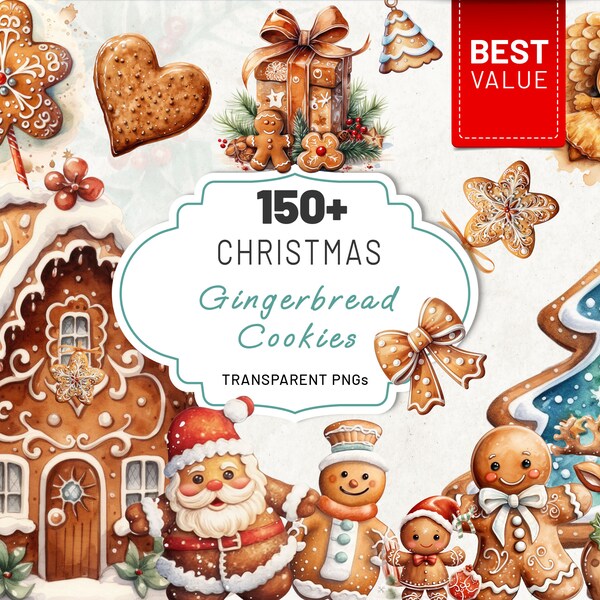 Gingerbread Clipart - Etsy