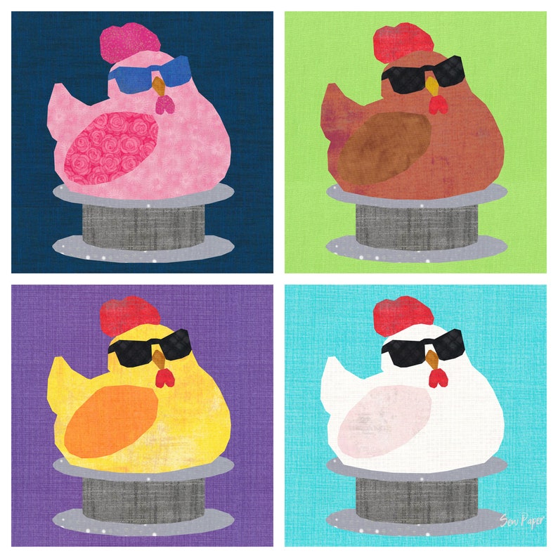 Bobbin Chicken Foundation Paper Piecing Pattern in 3 Sizes, Instant ...