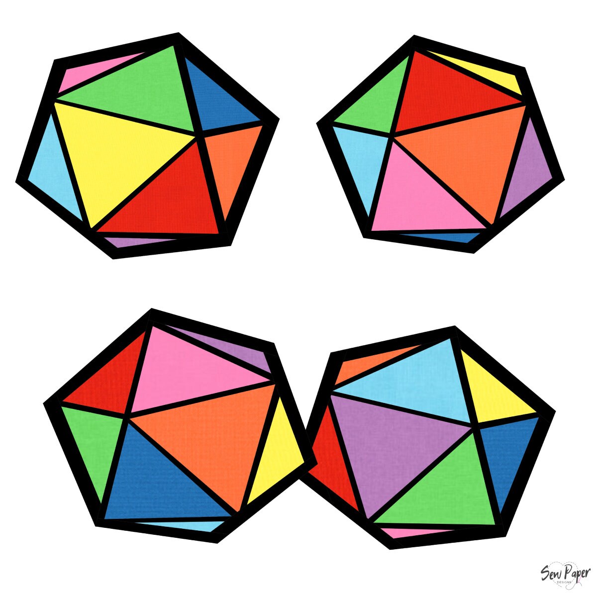 D20s Set of 3 Dice Blocks, Foundation Paper Piecing Patterns in 3 Sizes ...