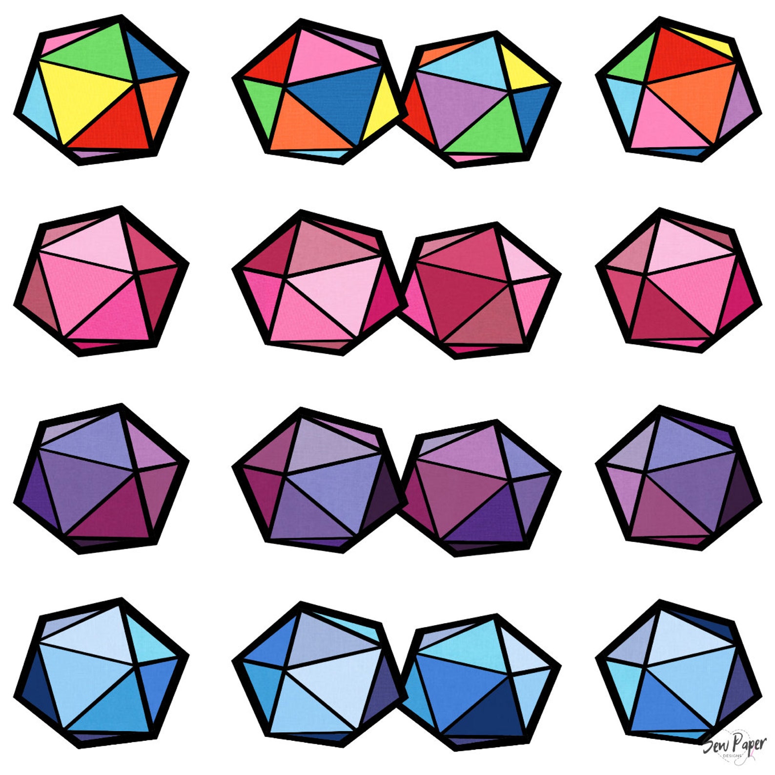 D20s Set of 3 Dice Blocks, Foundation Paper Piecing Patterns in 3 Sizes ...