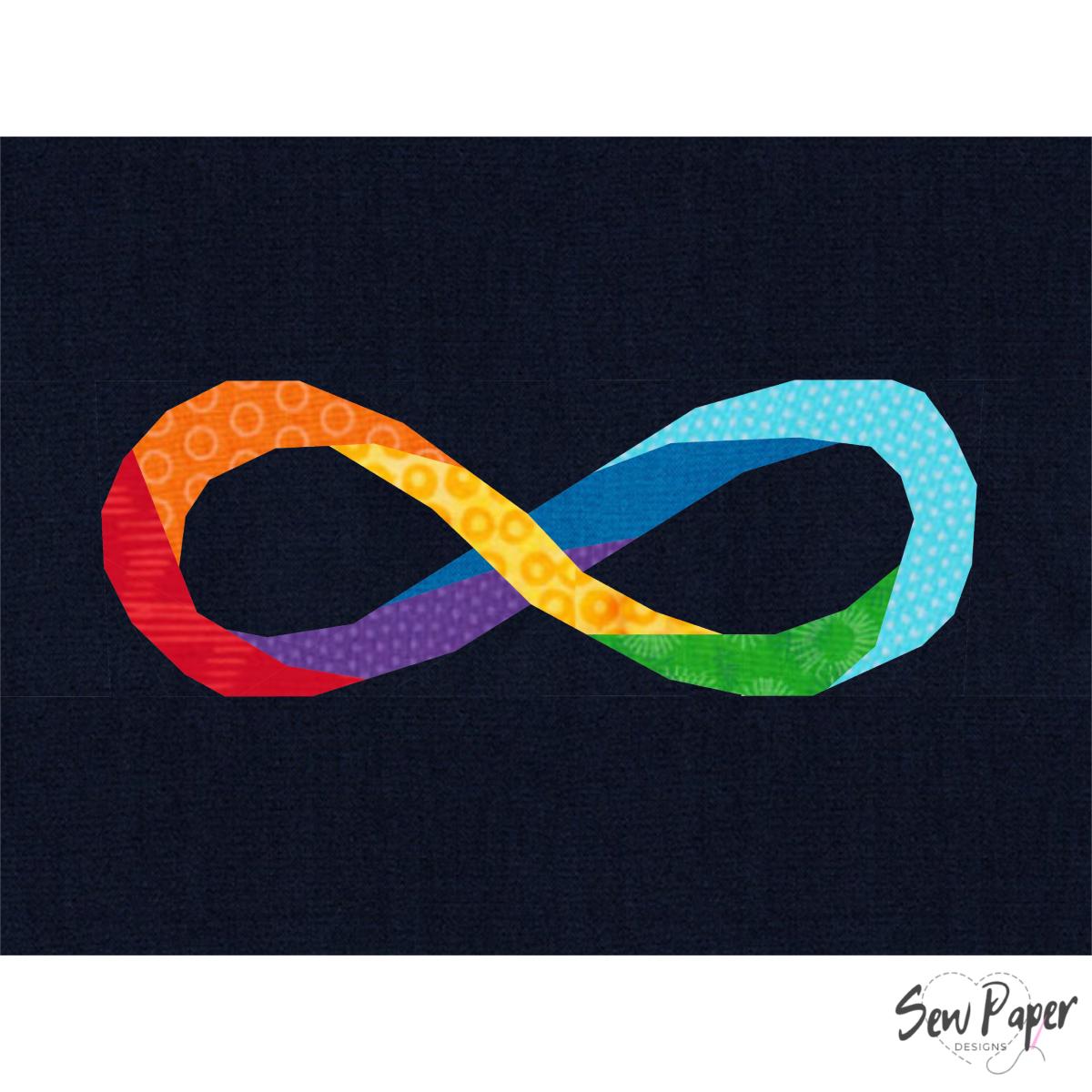 Neurodiversity Rainbow Infinity Symbol Foundation Paper Piecing Pattern ...