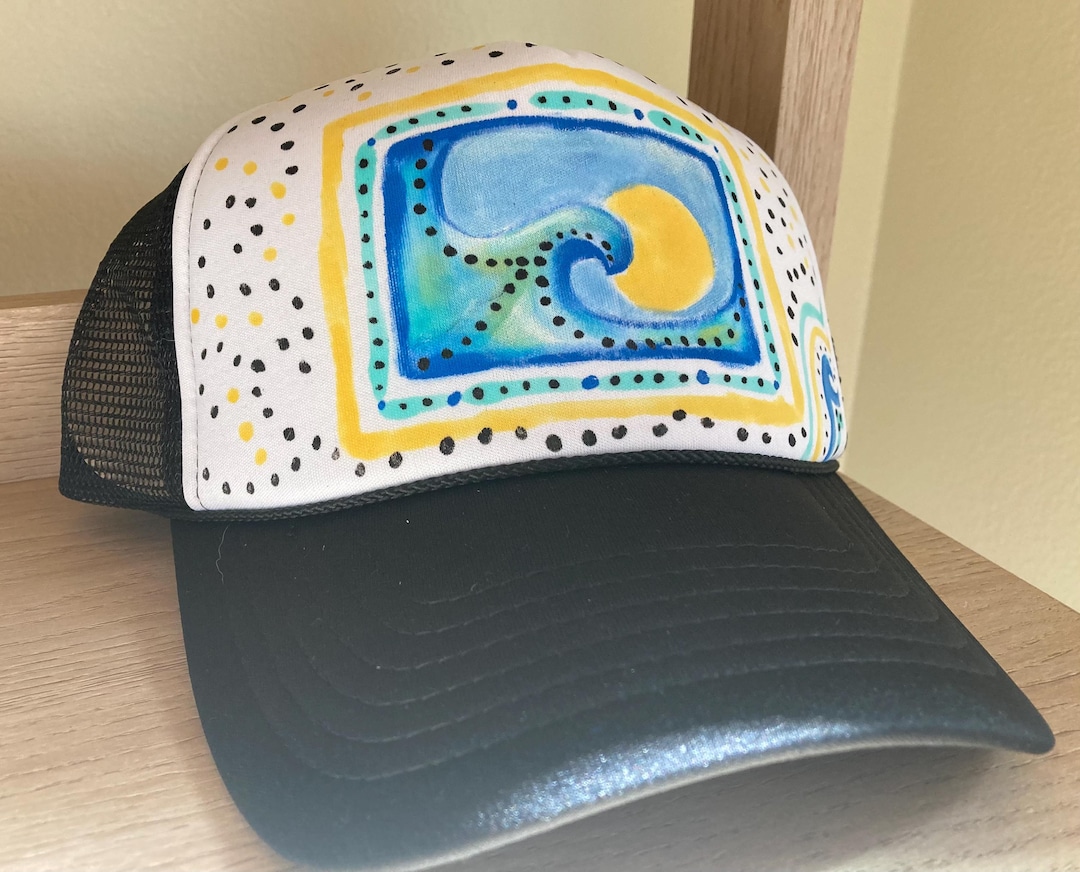 Blue, Yellow, & Black Surf Trucker Hat - Etsy