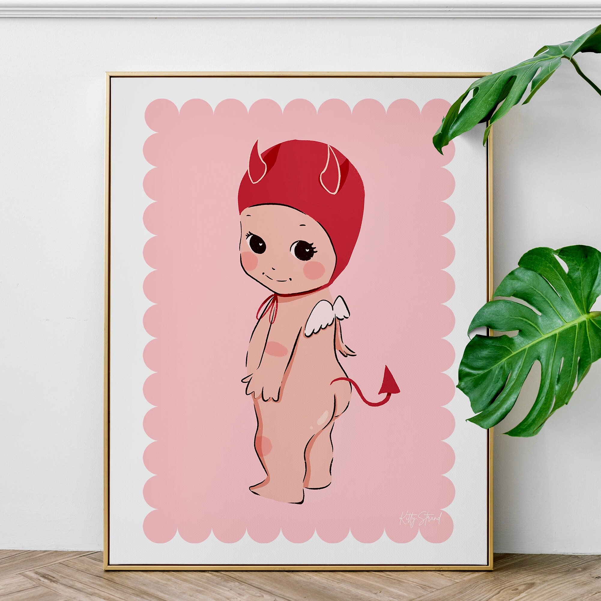 Printable Cute Devil Kewpie Art Print Kewpie Digital Art Little Devil ...