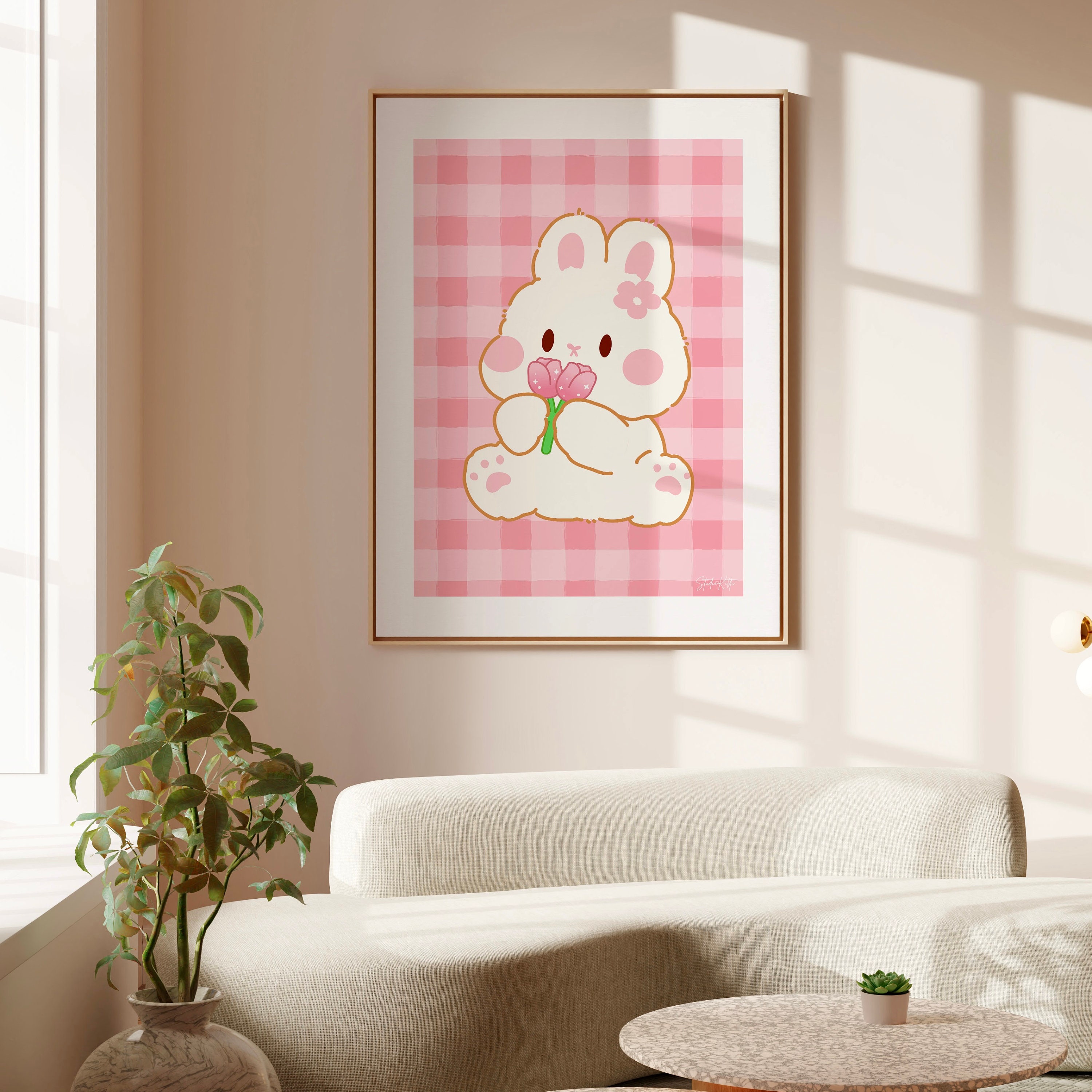 Printable Cute Bunny Art Print Digital Kawaii Art - Etsy