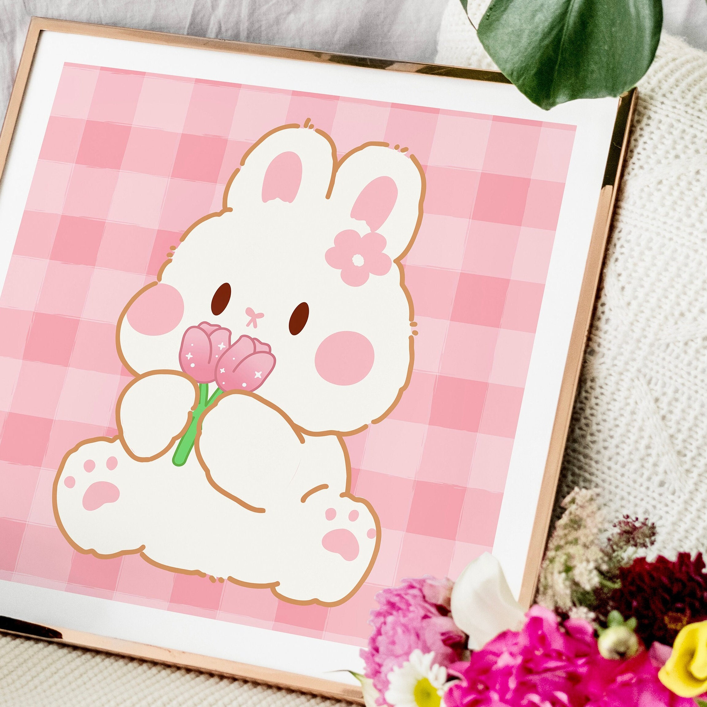 Printable Cute Bunny Art Print - Digital Kawaii Art - Bunnycore Art ...