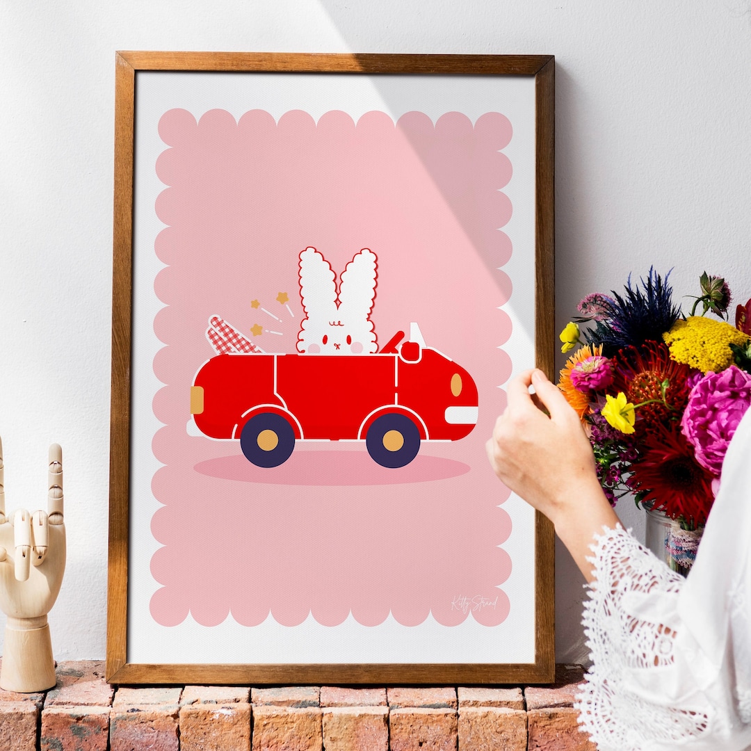 Printable Cute Bunny Art Print Digital Kawaii Art - Etsy
