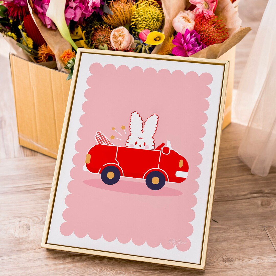 Cute Bunny Art Print Kawaii Art Animal Art Nursery Art Cute Art Kidcore ...