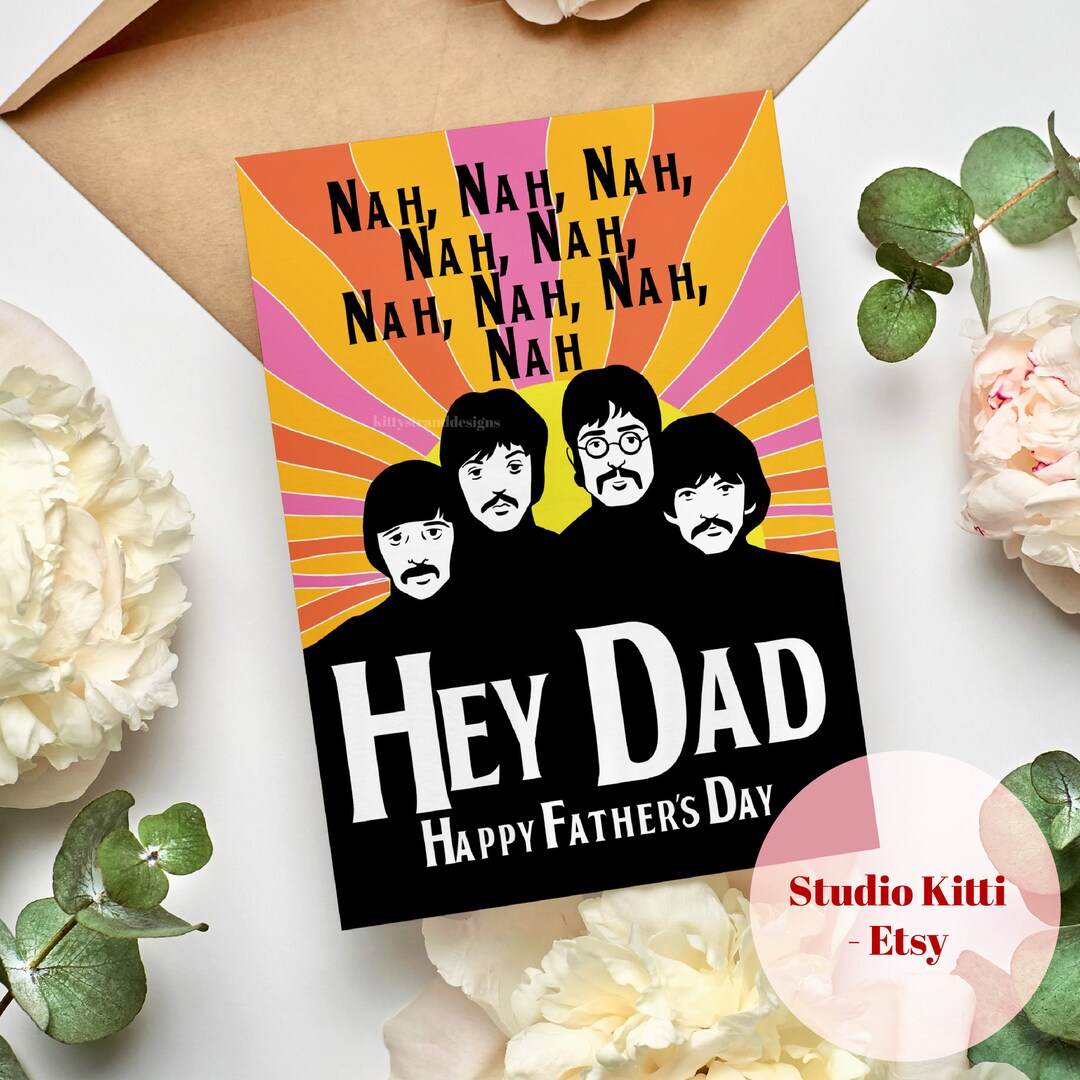 A6 Father's Day Card retro Father's Day Card music Lover Card Beatles ...