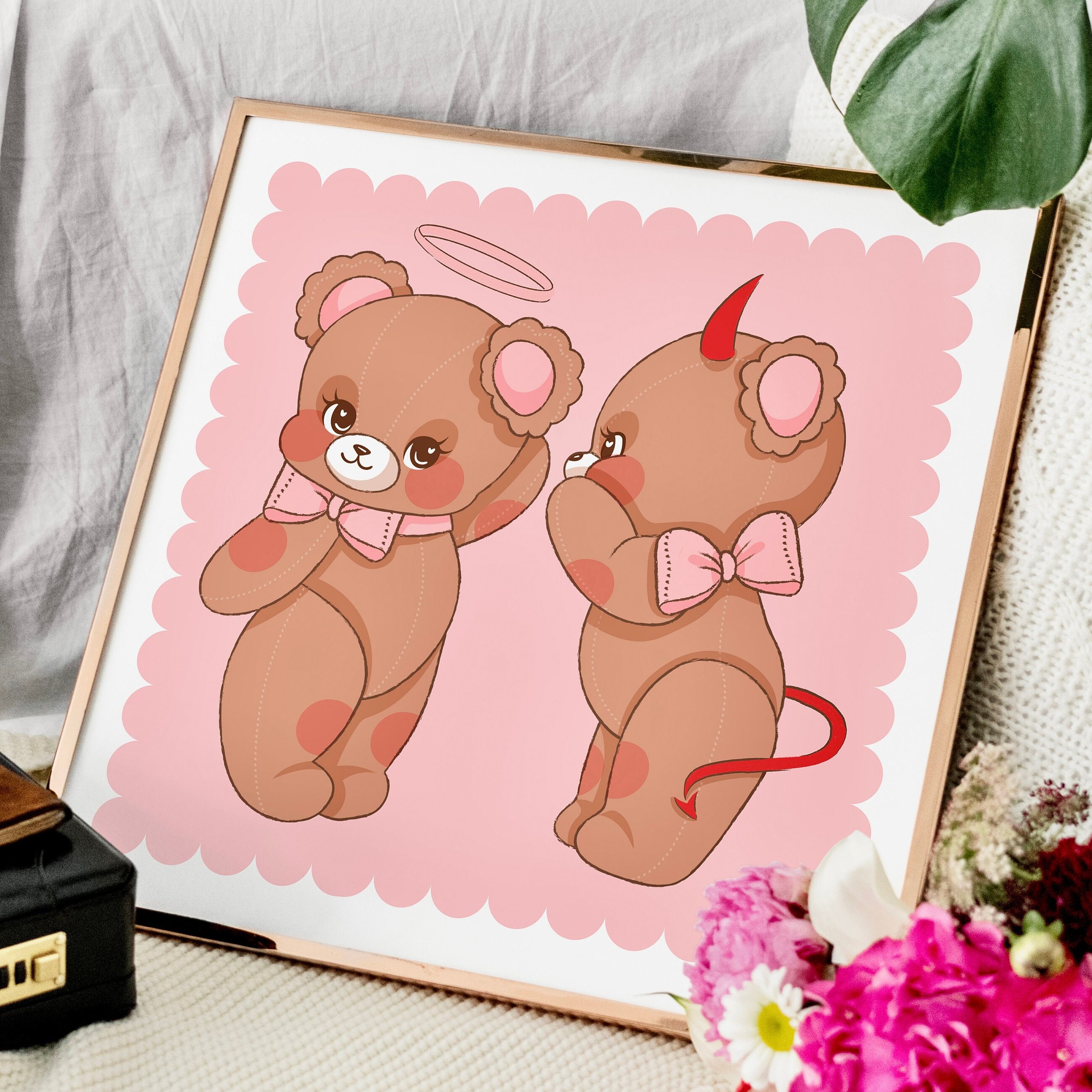 Printable Cute Angel & Devil Art Print Digital Kawaii Art - Etsy