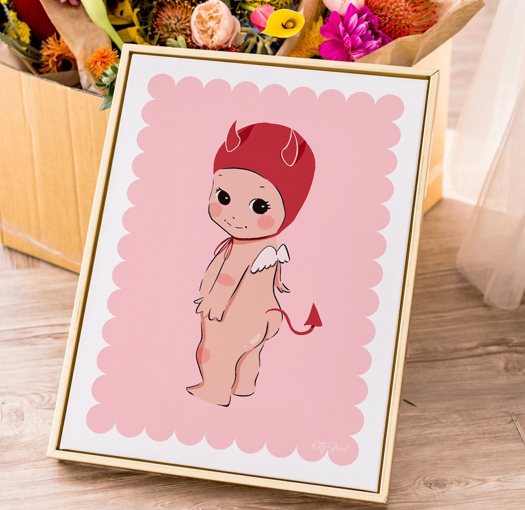Cute Devil Inspired Print- Cherub Art - Little Devil Cherub Art ...